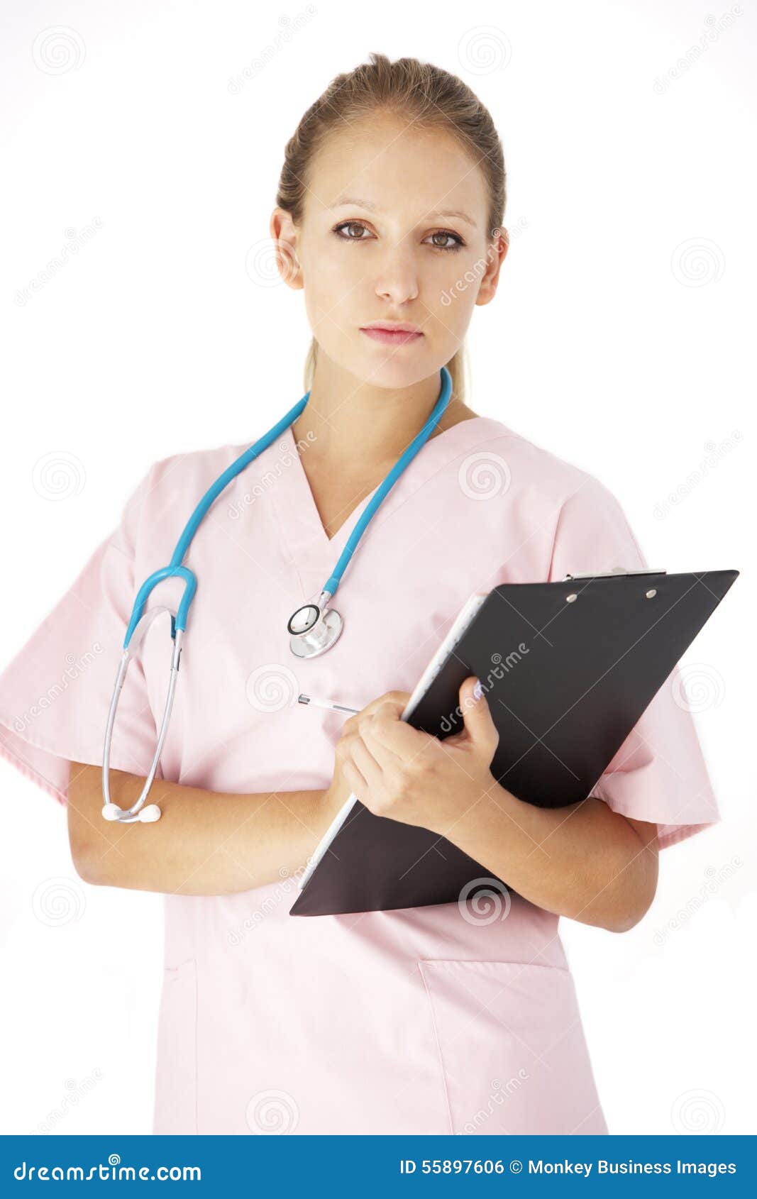 Studio Portrait of Nurse Against White Background Stock Photo - Image ...