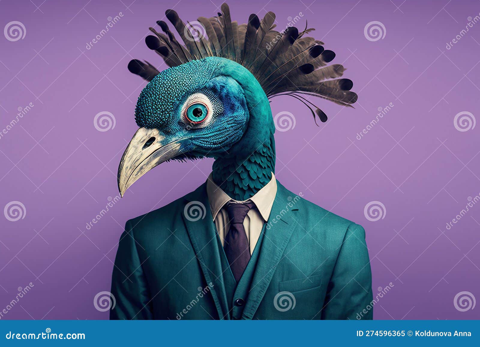 A Peacock In A Business Suit Being Sad Created With Generative Ai Technology Stock Image