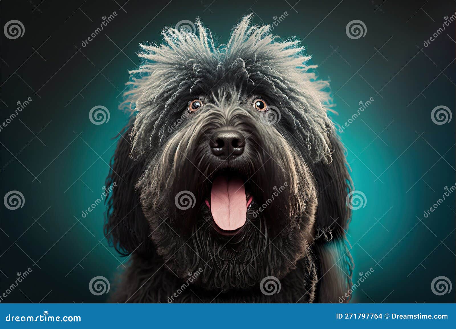 Studio Portrait of a Puli Dog with a Surprised Face, Created with ...