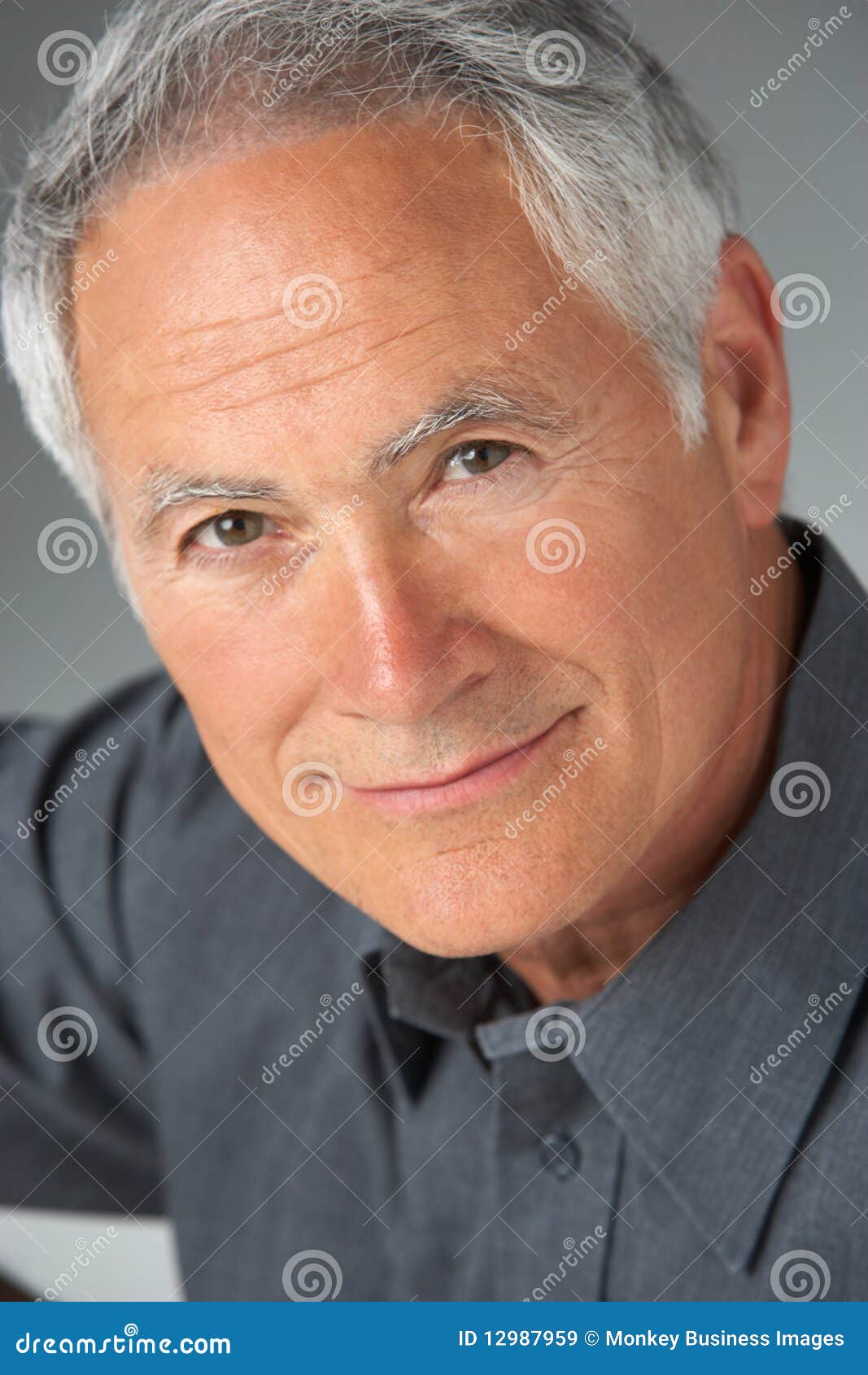 Studio Portrait of Senior Man Stock Image - Image of smiling, grey ...