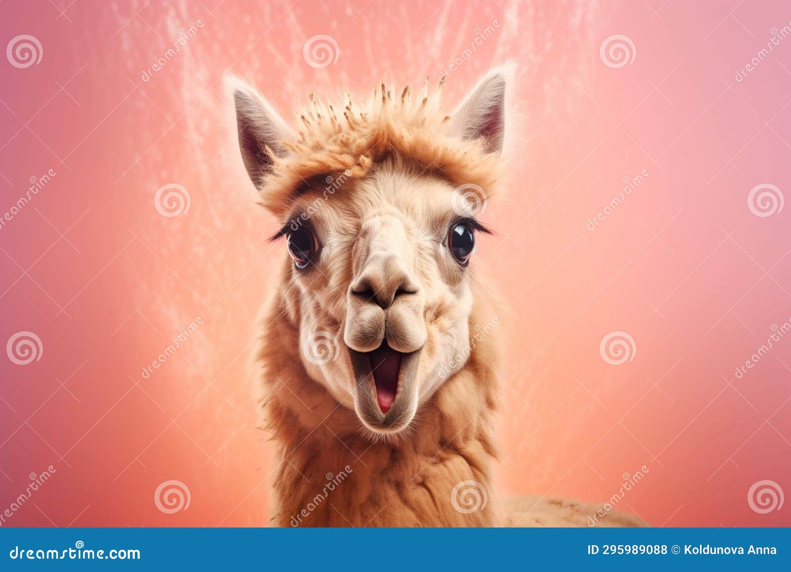 Studio Portrait of Shocked Alpaca with Surprised Eyes Stock Photo ...