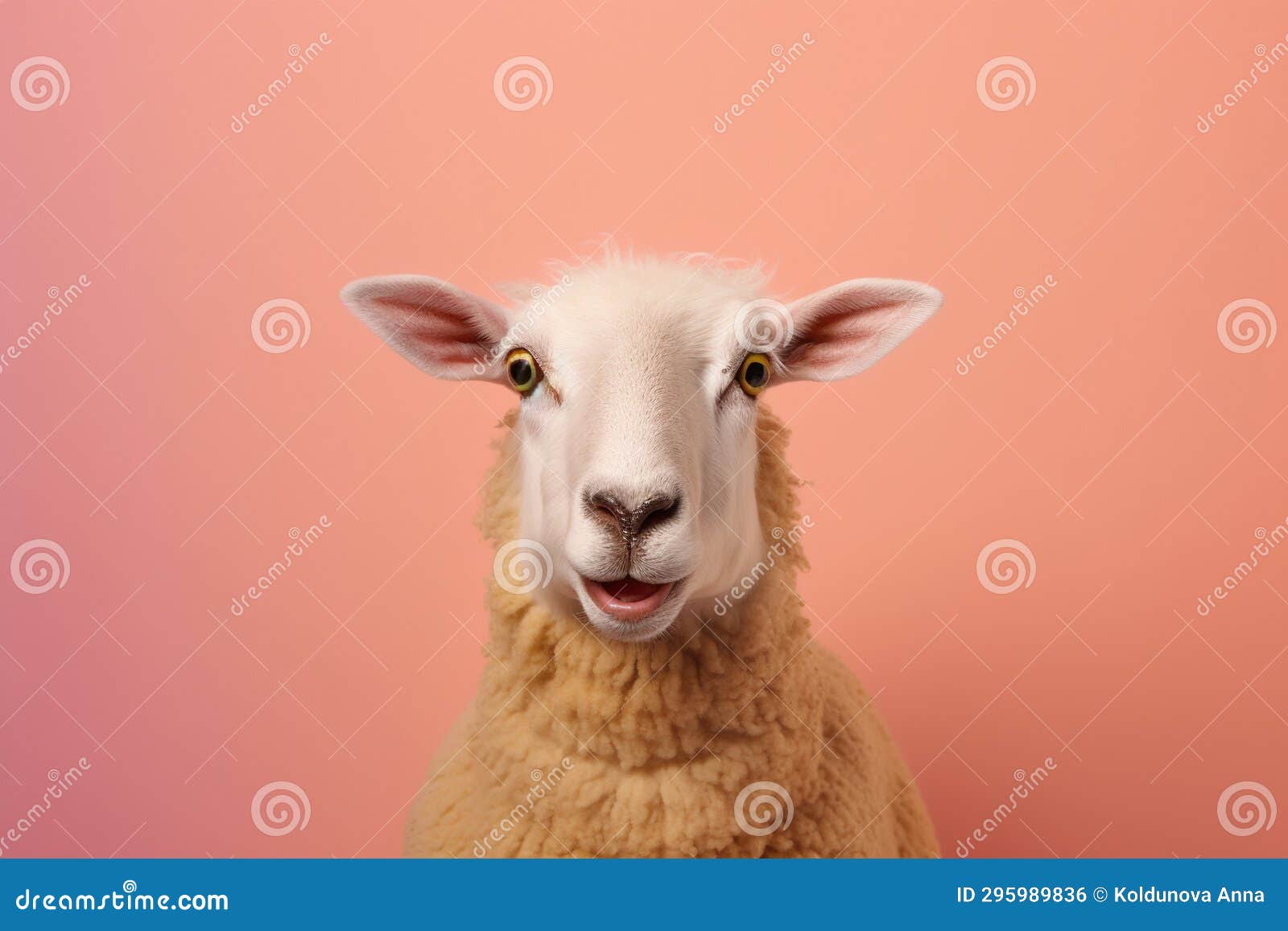 Studio Portrait of Shocked Sheep with Surprised Eyes Stock Illustration ...