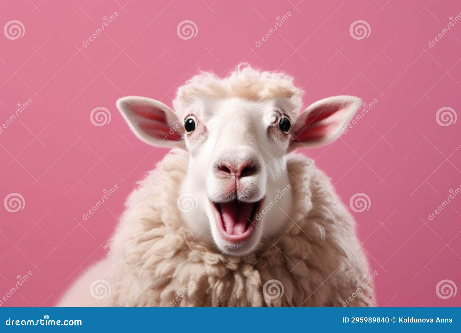 Studio Portrait of Shocked Sheep with Surprised Eyes Stock Illustration ...