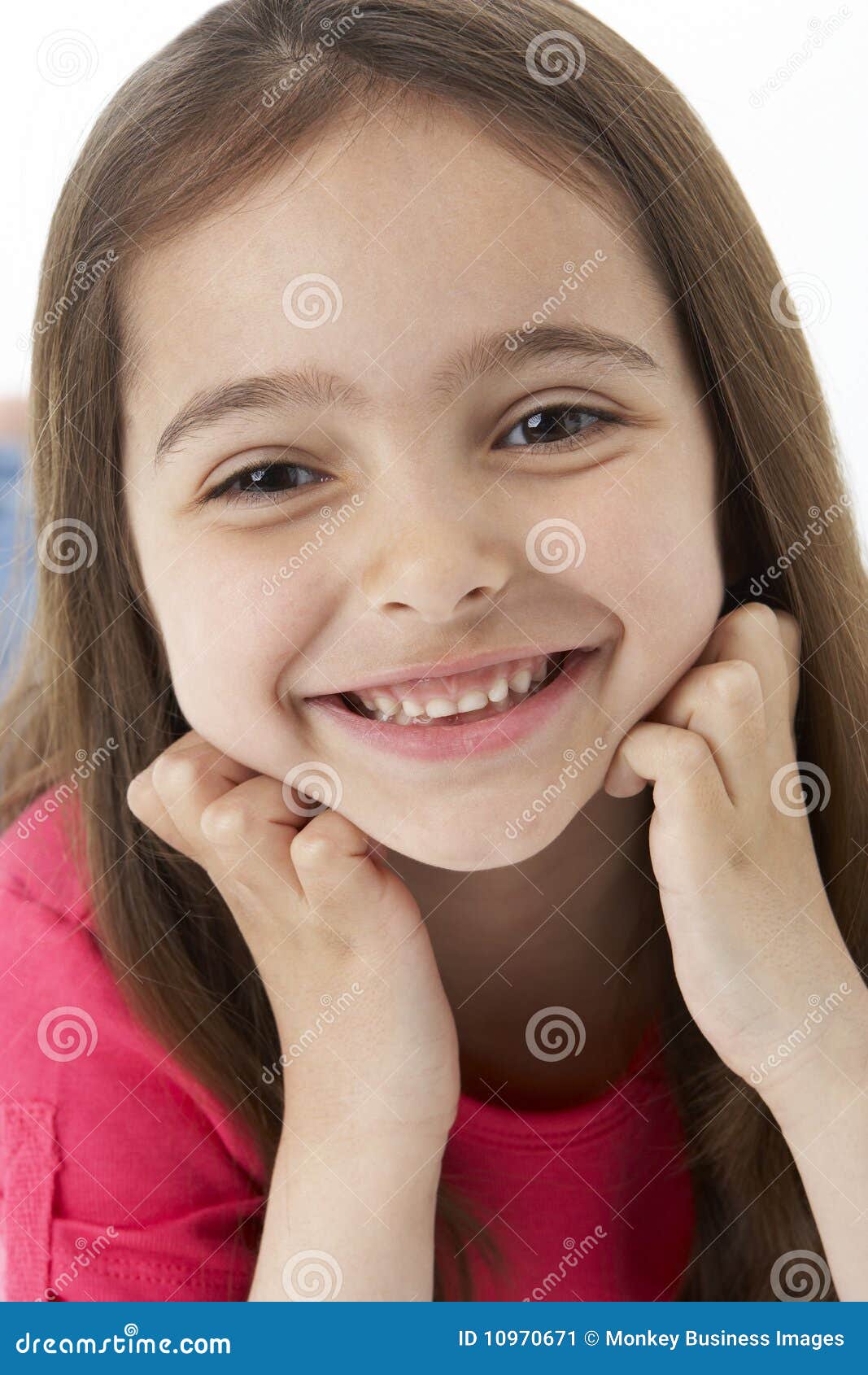 Studio Portrait of Smiling Girl Stock Image - Image of relaxed, smiling ...