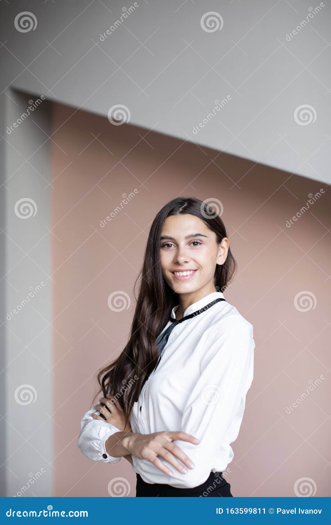 Studio Portrait of Smiling Positive Business Woman Stock Image - Image ... Studio Portrait of Smiling Positive Business Woman Stock Image - Image ...