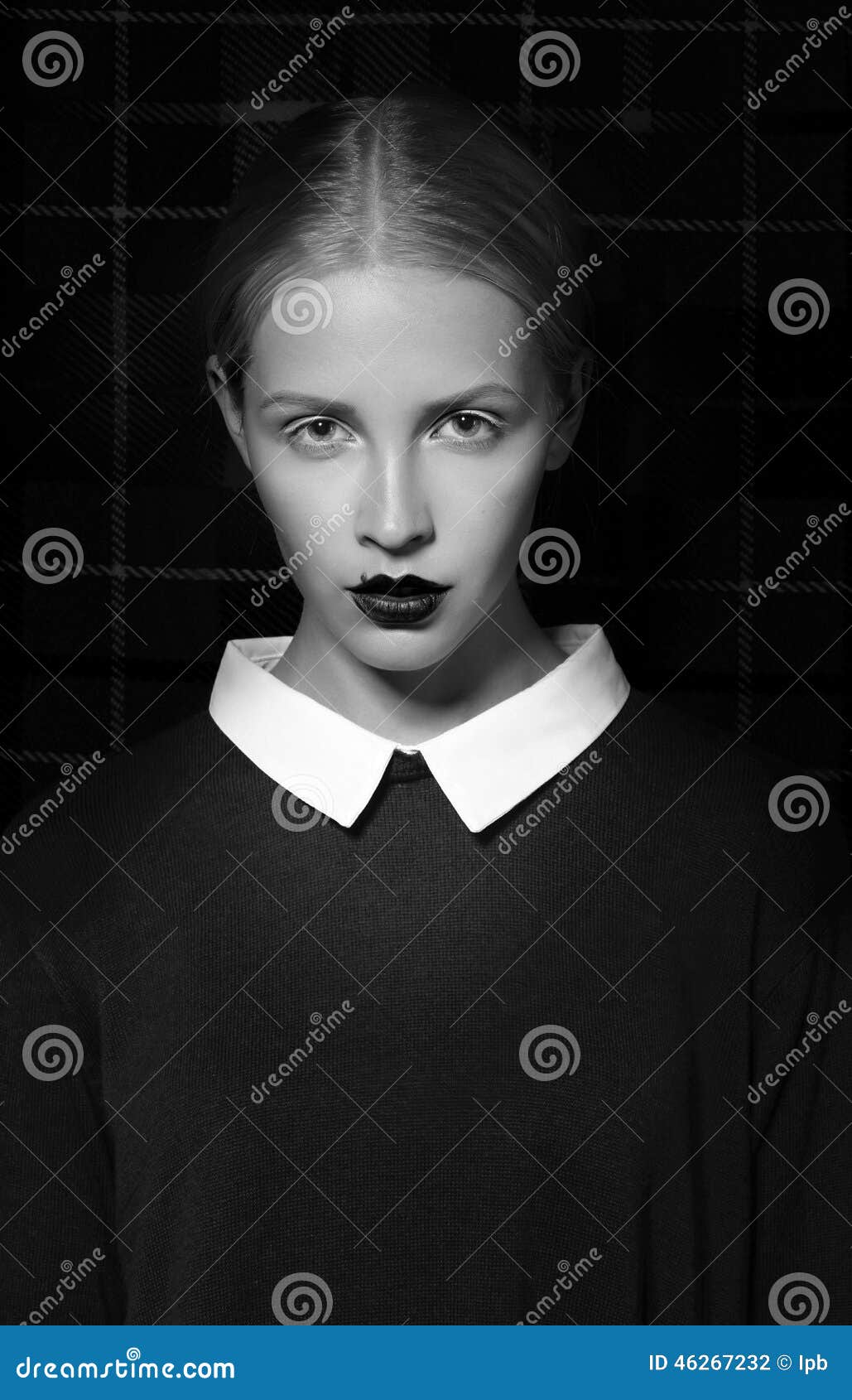 Studio Portrait of Strict Woman with White Collar Stock Photo - Image ...