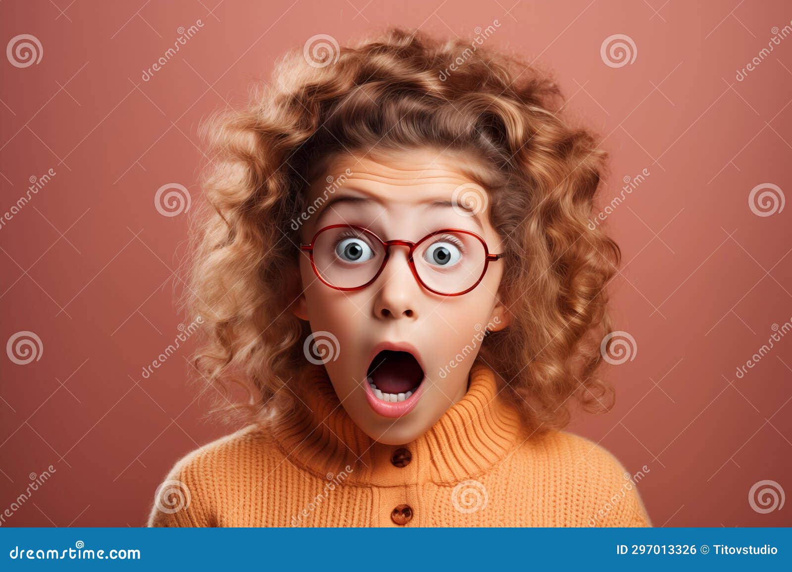 Studio Portrait of a Surprised Girl Stock Photo - Image of hair ...