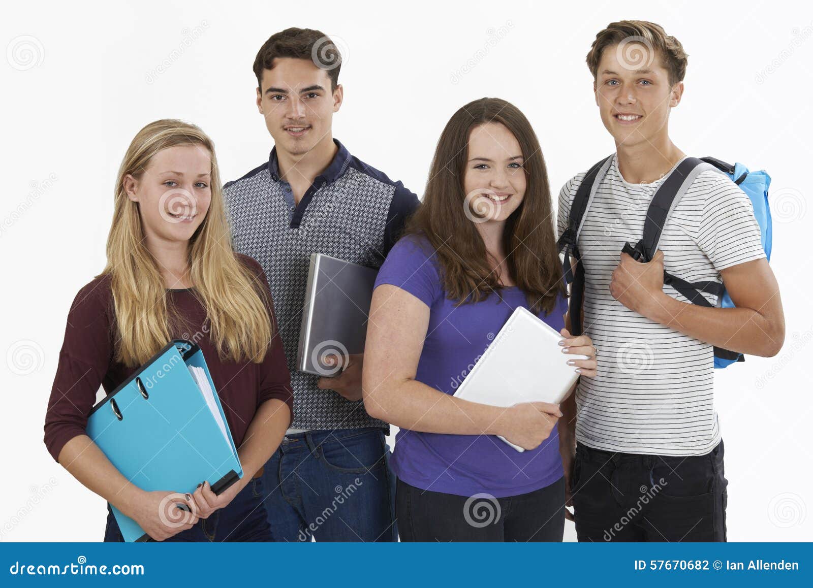 Studio Portrait of Teenage Students Stock Photo - Image of copy, class ...