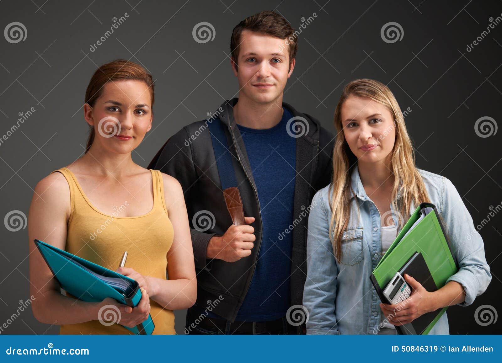 Studio Portrait of Three University Students Stock Image - Image of ...
