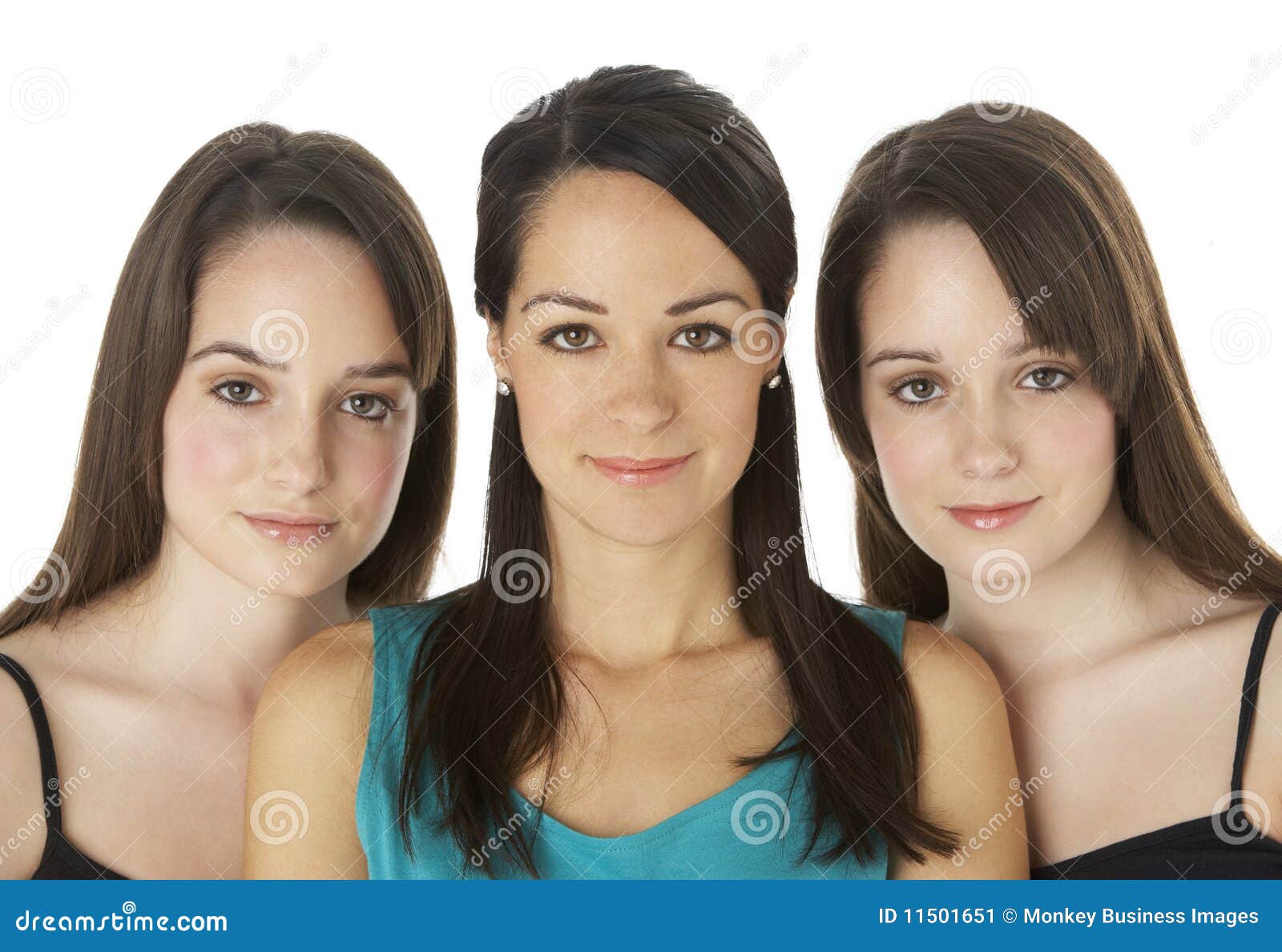 Studio Portrait of Three Young Women Stock Image - Image of studio ...