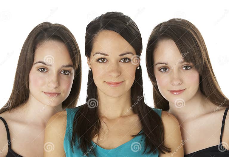 Studio Portrait of Three Young Women Stock Image - Image of studio ...