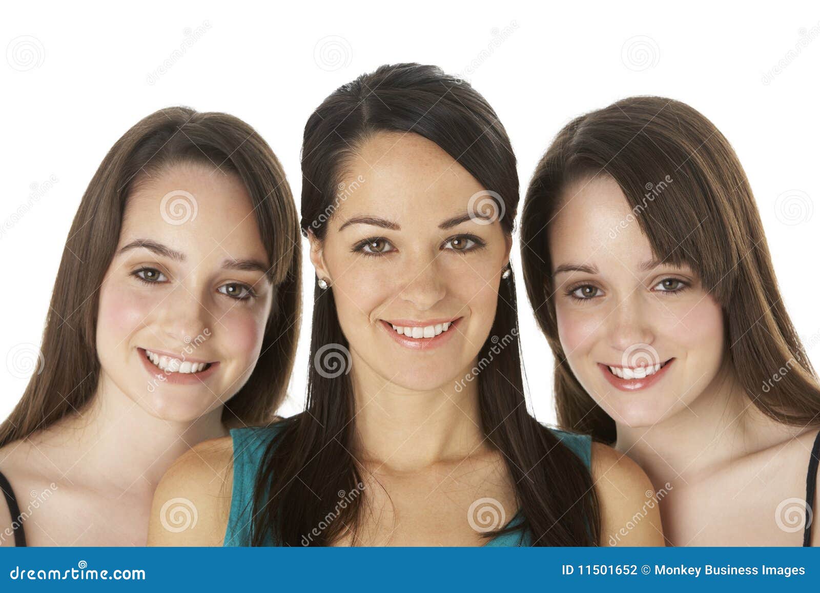 Studio Portrait of Three Young Women Stock Photo - Image of color ...