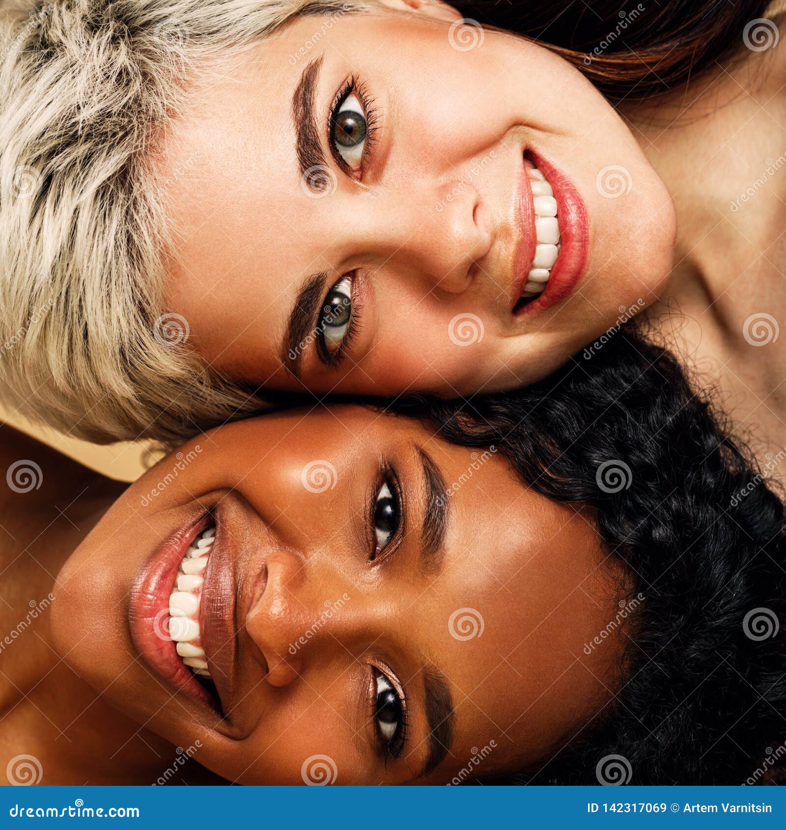 Studio Portrait of a Two Smiling Women Stock Image - Image of women ...