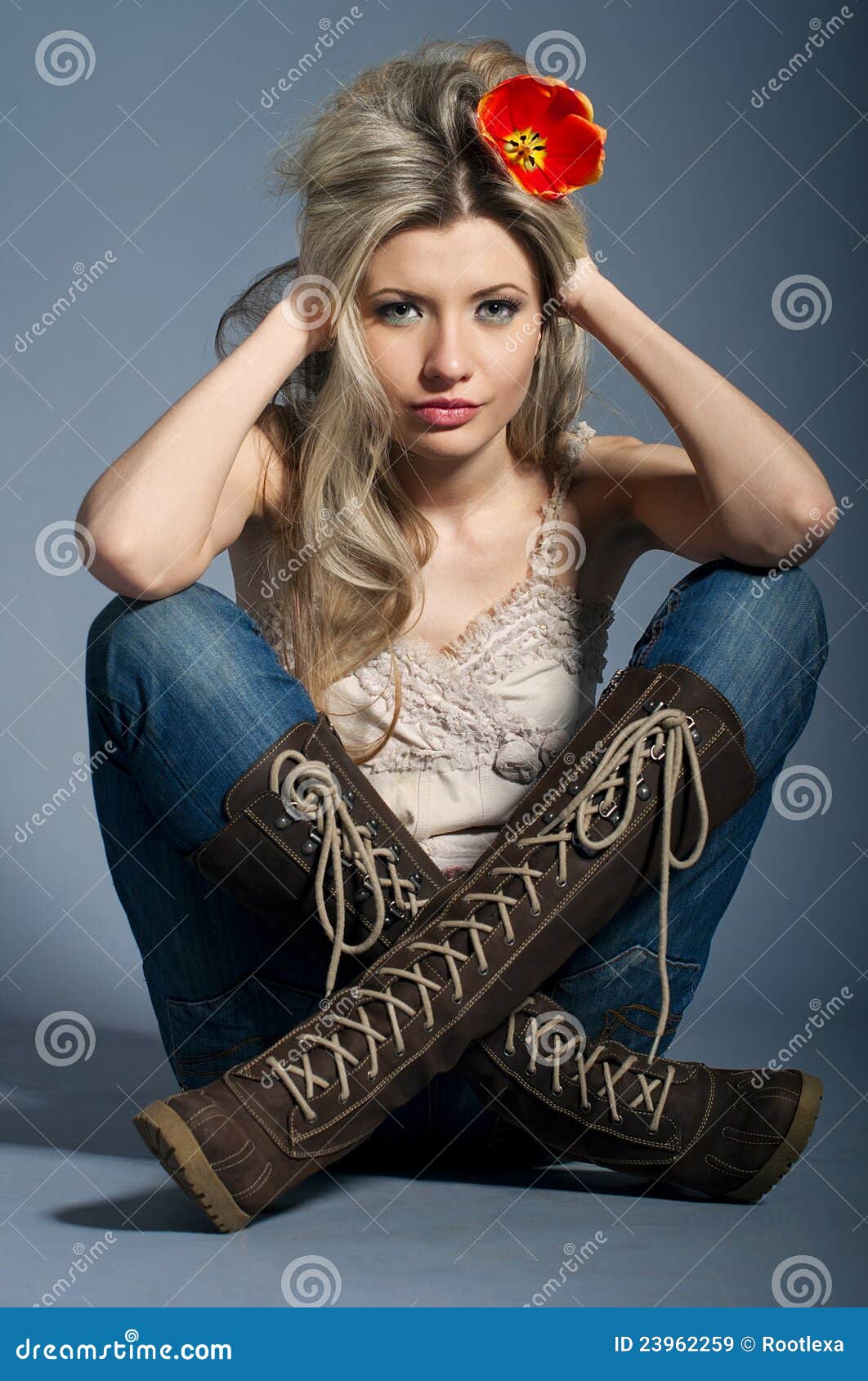 Studio Portrait of Young Beautiful Girl Stock Image - Image of brutal ...