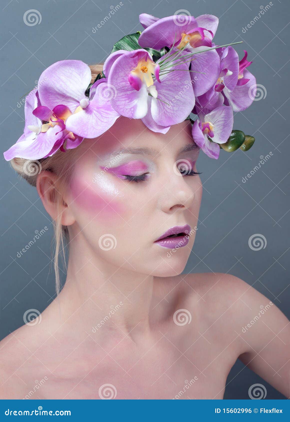 Studio Portrait of Young Beautiful Woman with Flow Stock Photo - Image ...