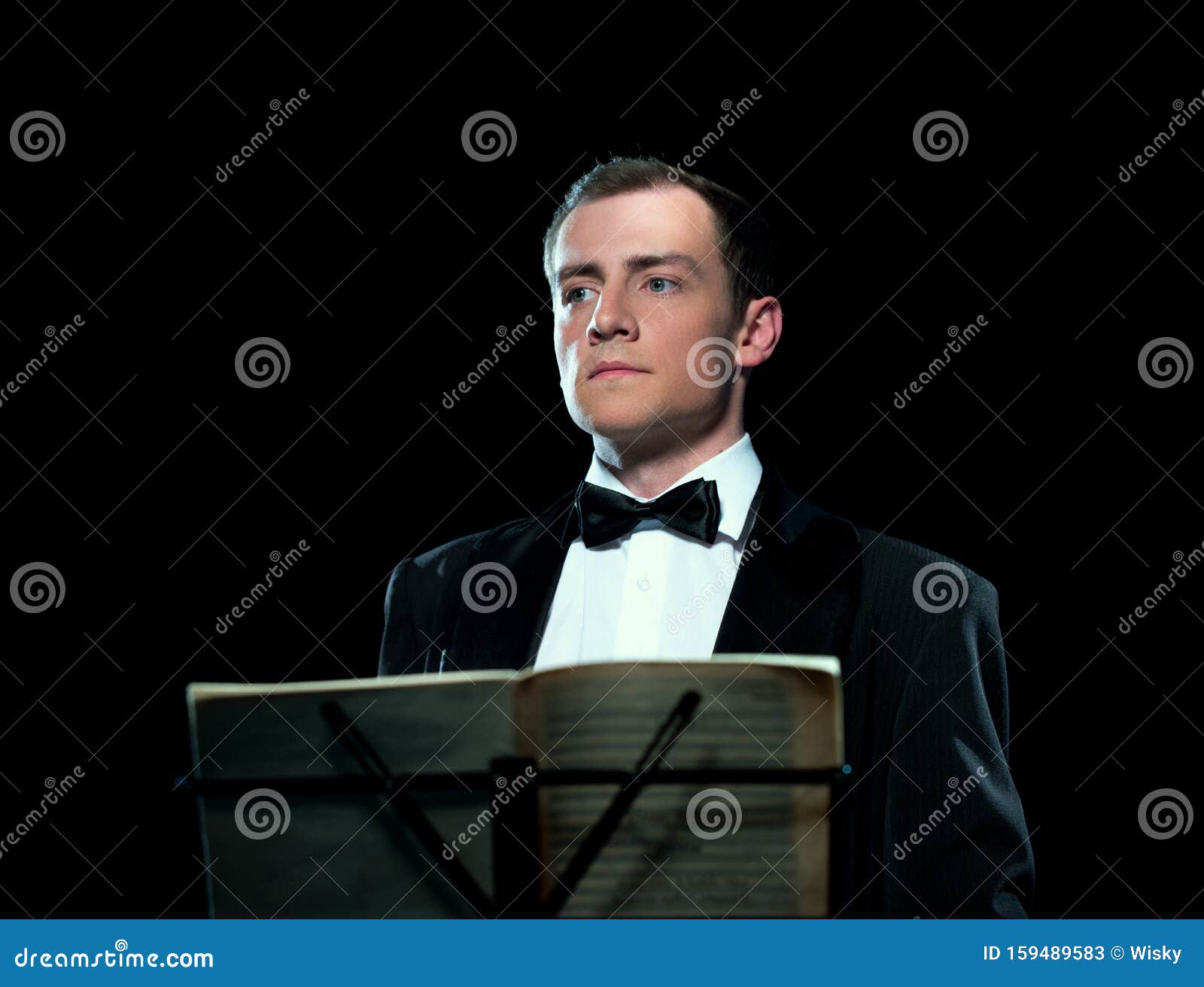 Studio Image of Young Man Conducts the Orchestra Stock Image - Image of ...