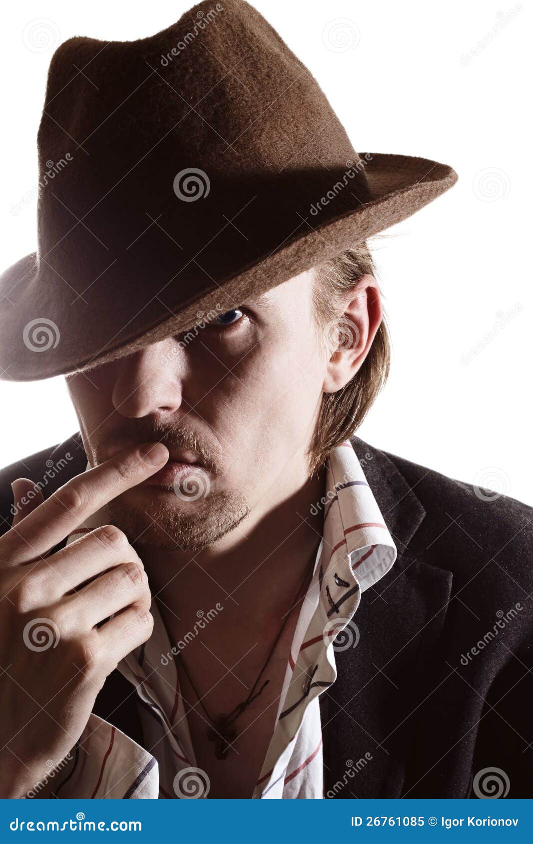 Studio Portrait of a Young Man in a Hat Stock Image - Image of fashion ...