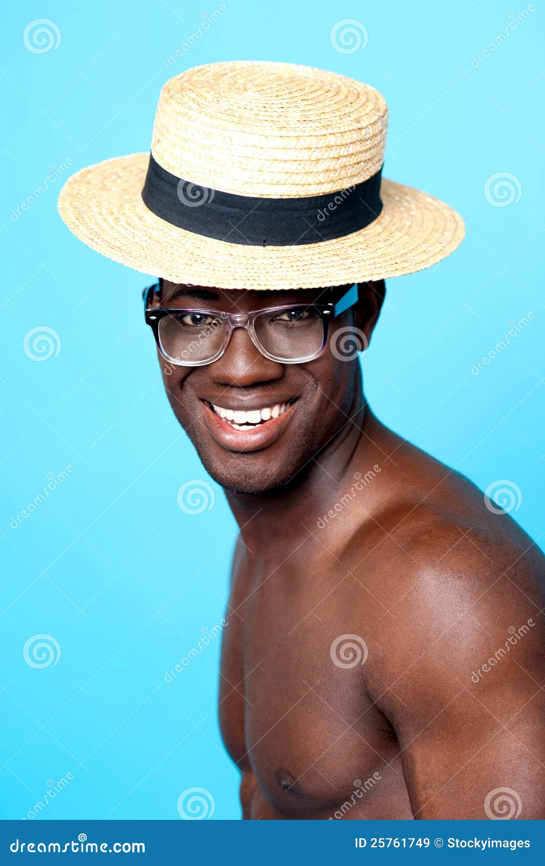 Studio Portrait of Young Man with Hat and Eyewear Stock Image - Image ...