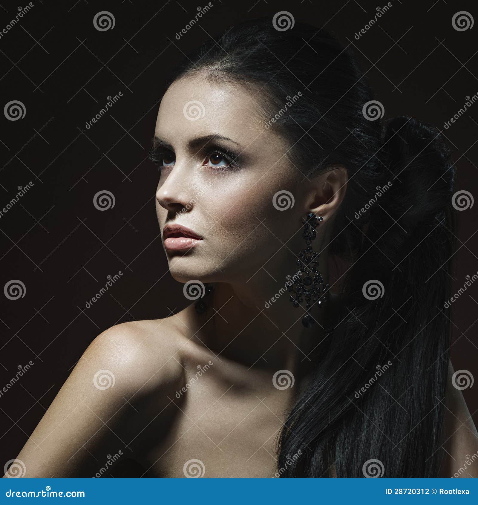 Studio Portrait of Young Woman Stock Photo - Image of model, bijouterie ...