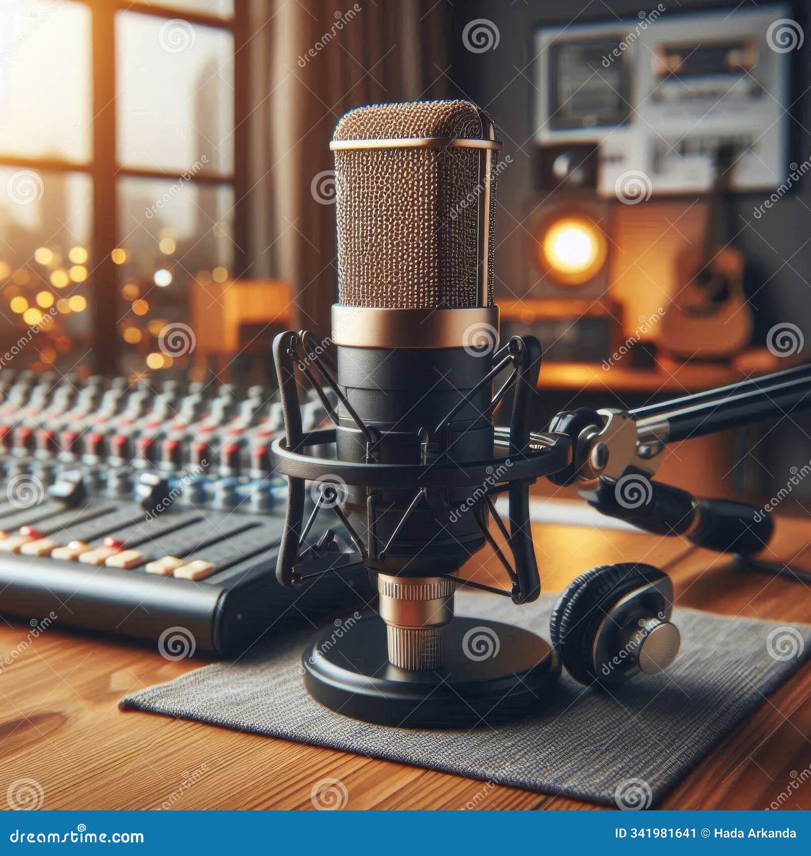 Studio Professional Microphone Ready for Broadcast in a Radio Station ...