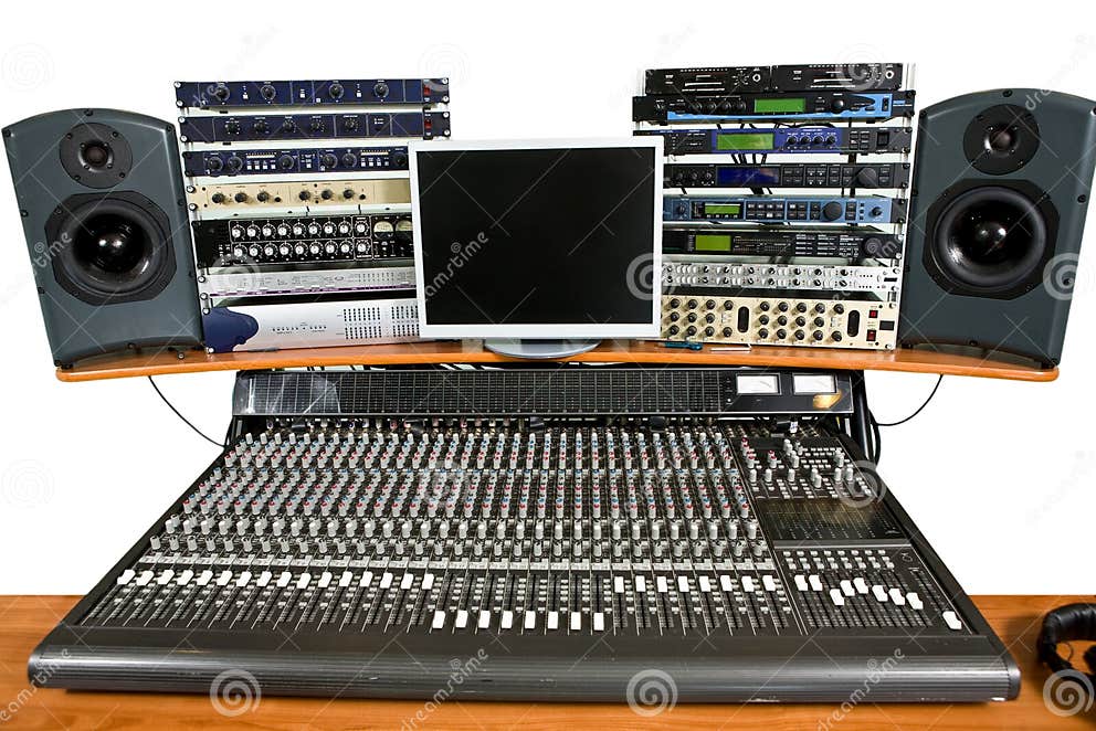 Studio recording equipment stock photo. Image of panel - 12258386