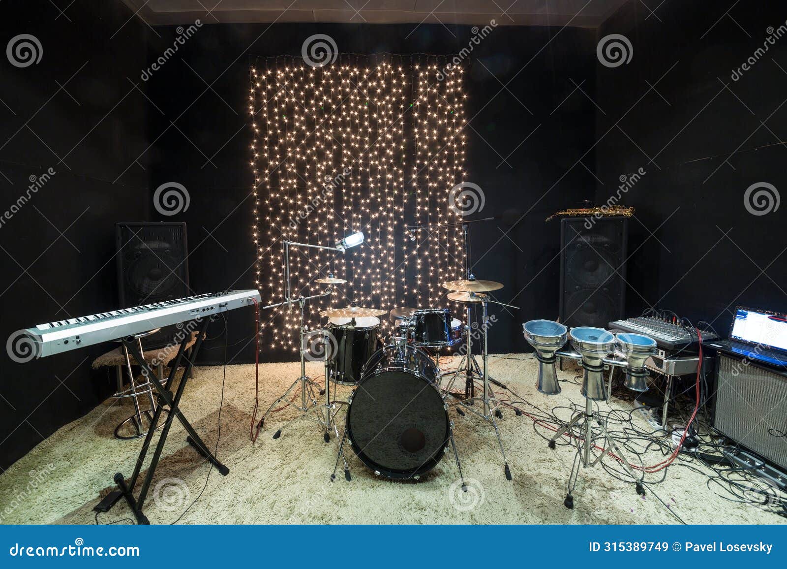 Studio Room with Musical Instruments and Record Editorial Stock Image ...
