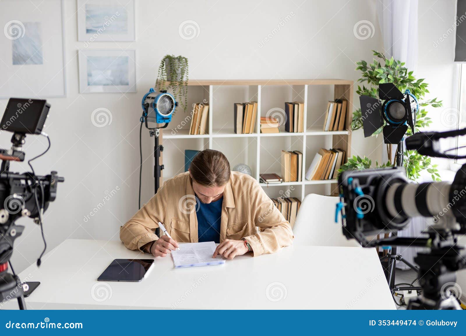Studio Script Media Document Business Man Writing Stock Photo - Image ...