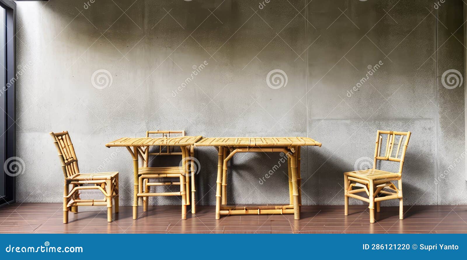 Studio Set Bamboo Chair and Table for Background Stock Illustration ...