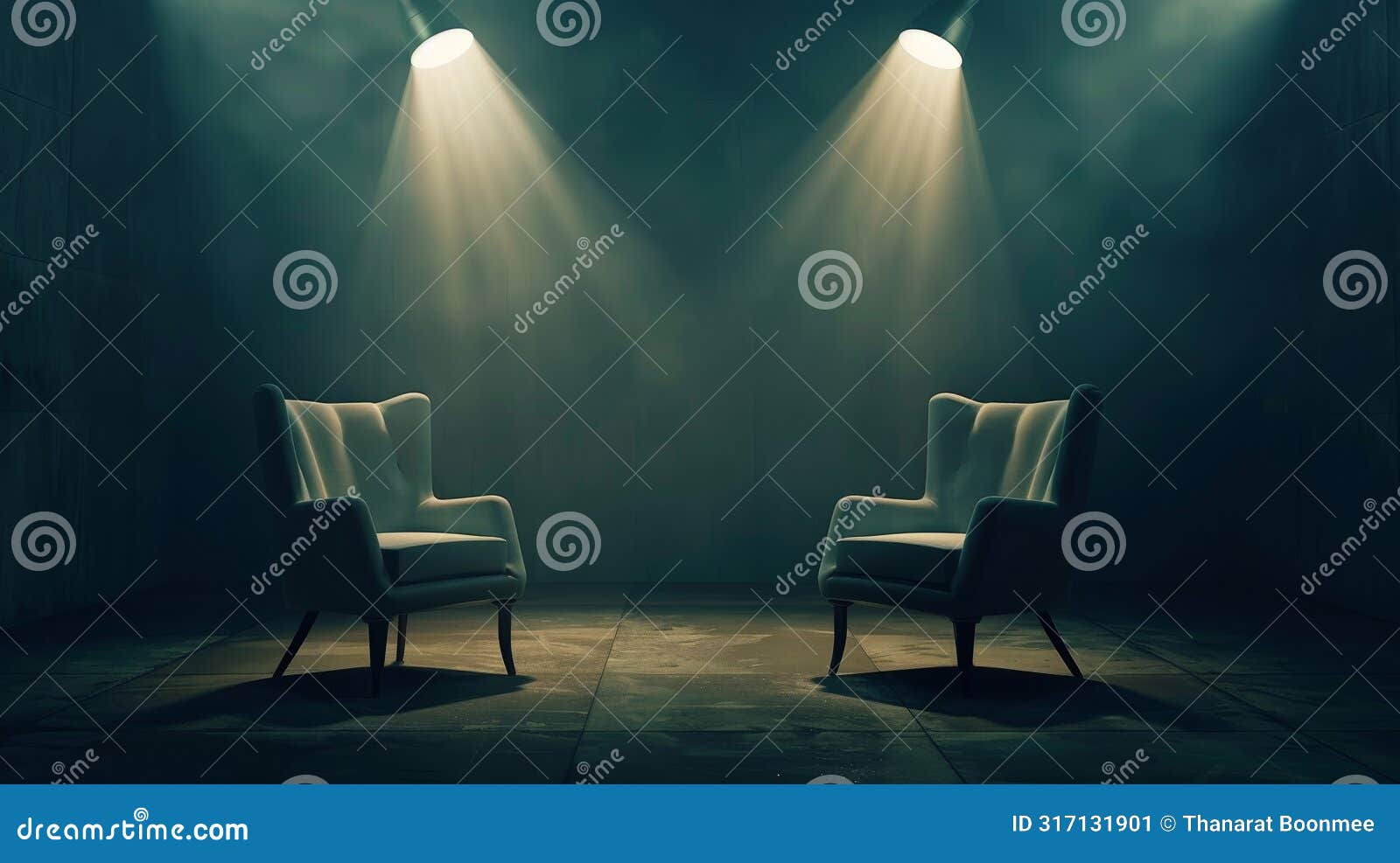 A Studio Set Up for Interviews and Podcasts, Featuring Two Empty Chairs ...