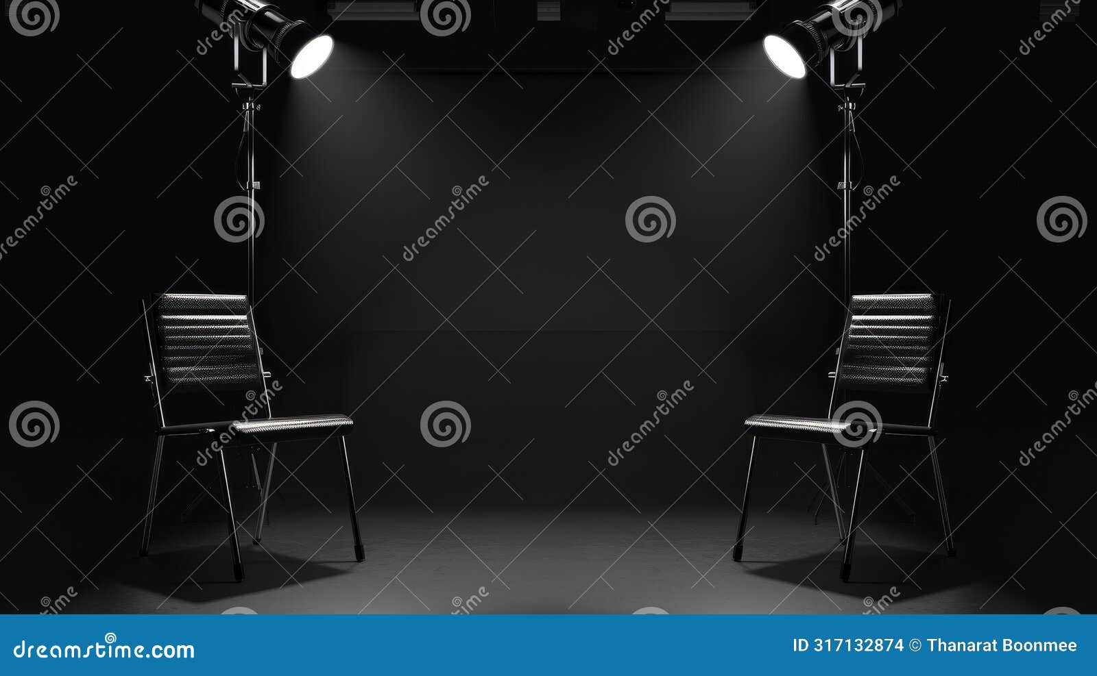 A Studio Set Up for Interviews and Podcasts, Featuring Two Empty Chairs ...