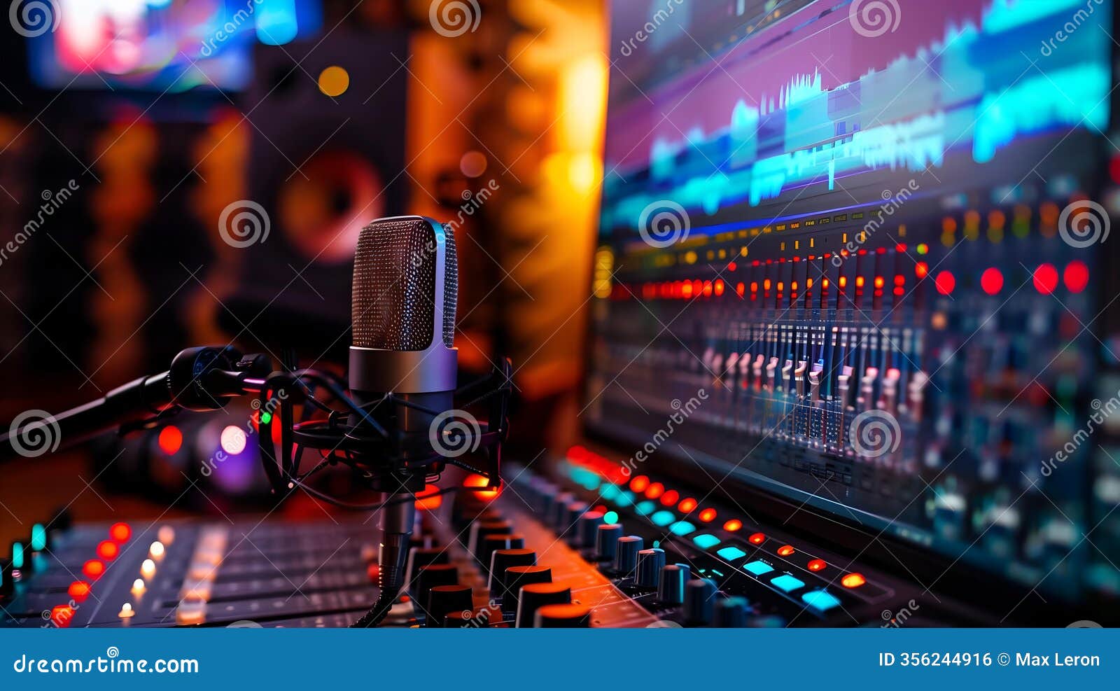 Studio Setup with Audio Equipment Stock Illustration - Illustration of ...