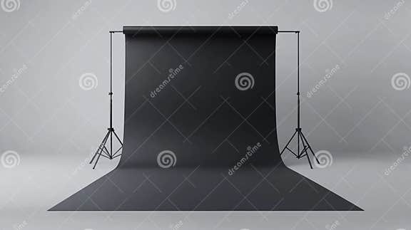 Studio Setup with Black Backdrop Ready for Photography Session in ...