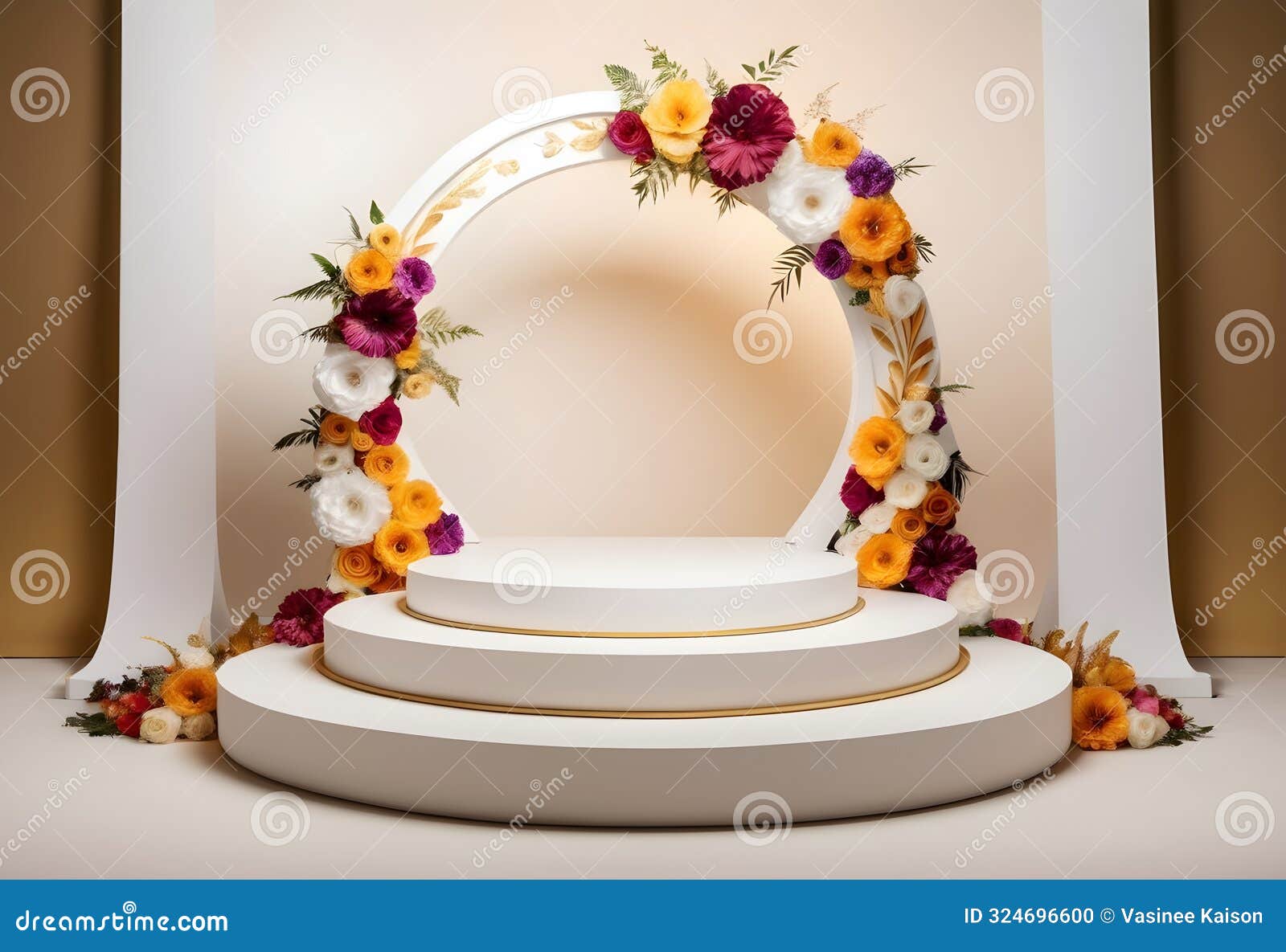 Studio Setup Round-shaped Three-layer Podiums Display Podium with a ...