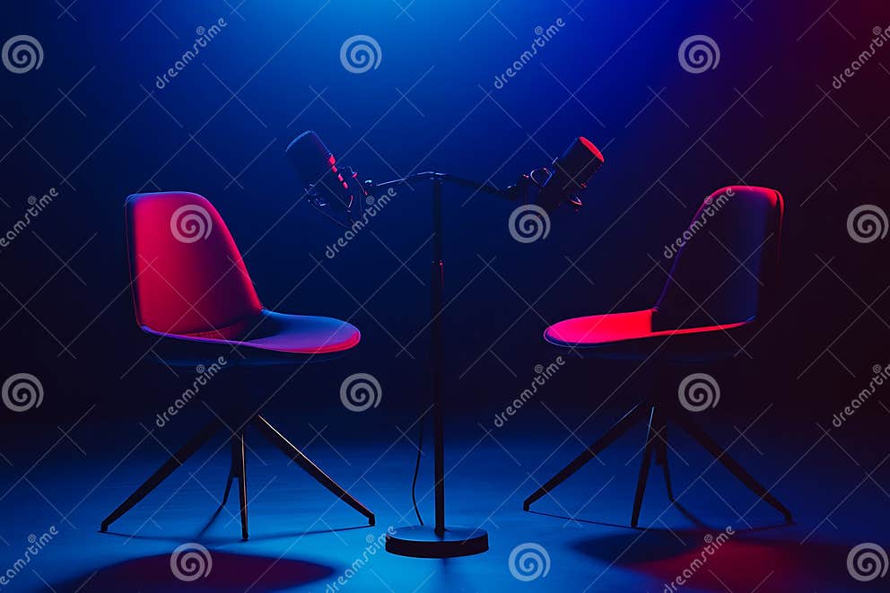 Studio Setup with Two Chairs and Microphones Stock Illustration ...