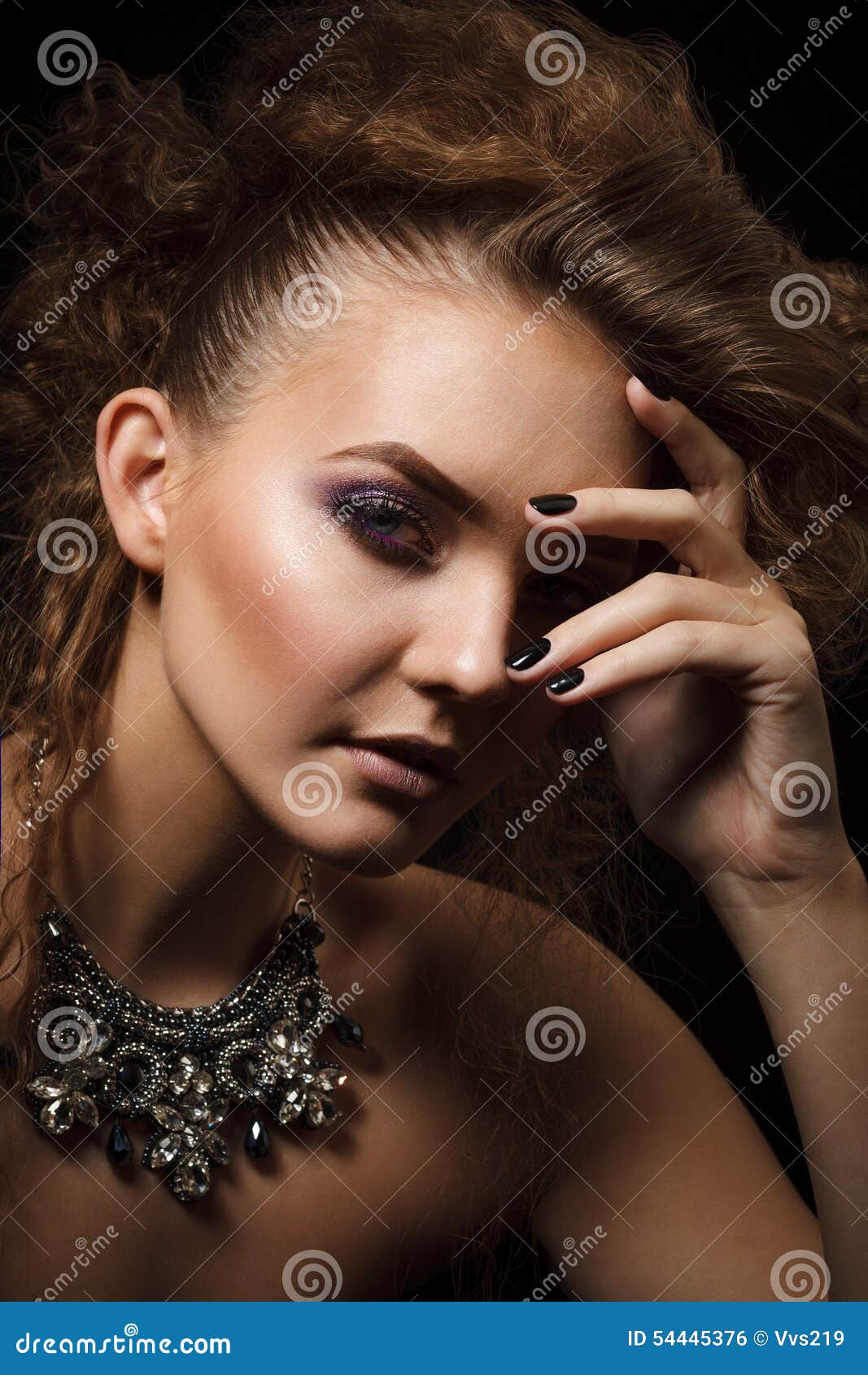 Studio Shoot of Beautiful Woman with Bright Makeup Stock Photo - Image ...