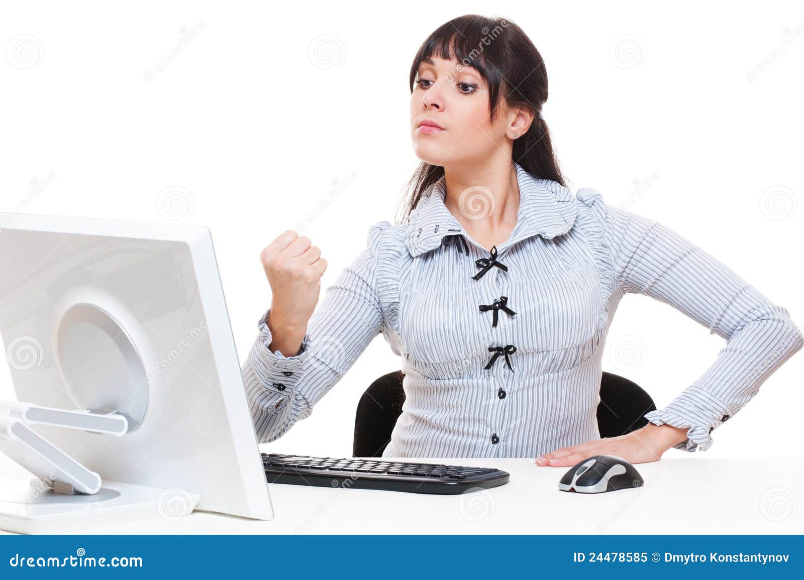 Studio Shot of Angry Woman and Computer Stock Image - Image of adult ...