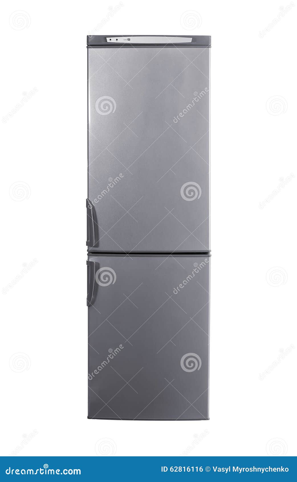 Studio Shot Big Stainless Steel Refrigerator Isolated on White Stock ...