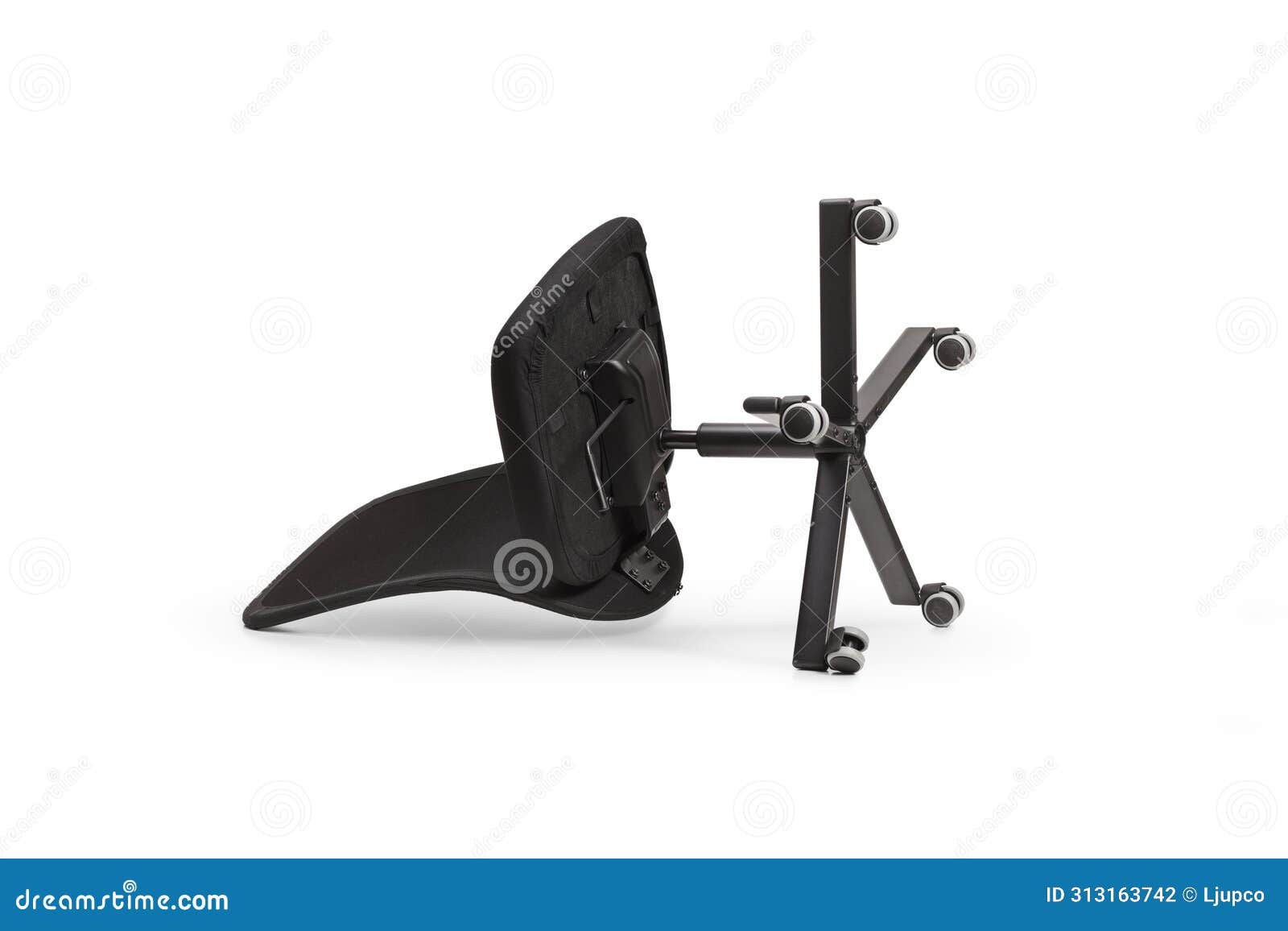 Studio Shot of a Black Desk Chair Falling on the Ground Stock Photo ...