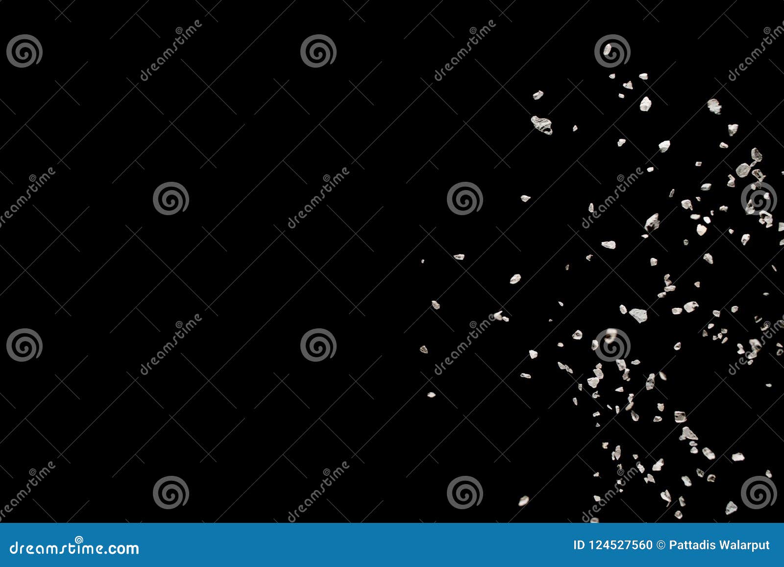 Split Debris Of Stone Caused By Explosion Against Black Background ...