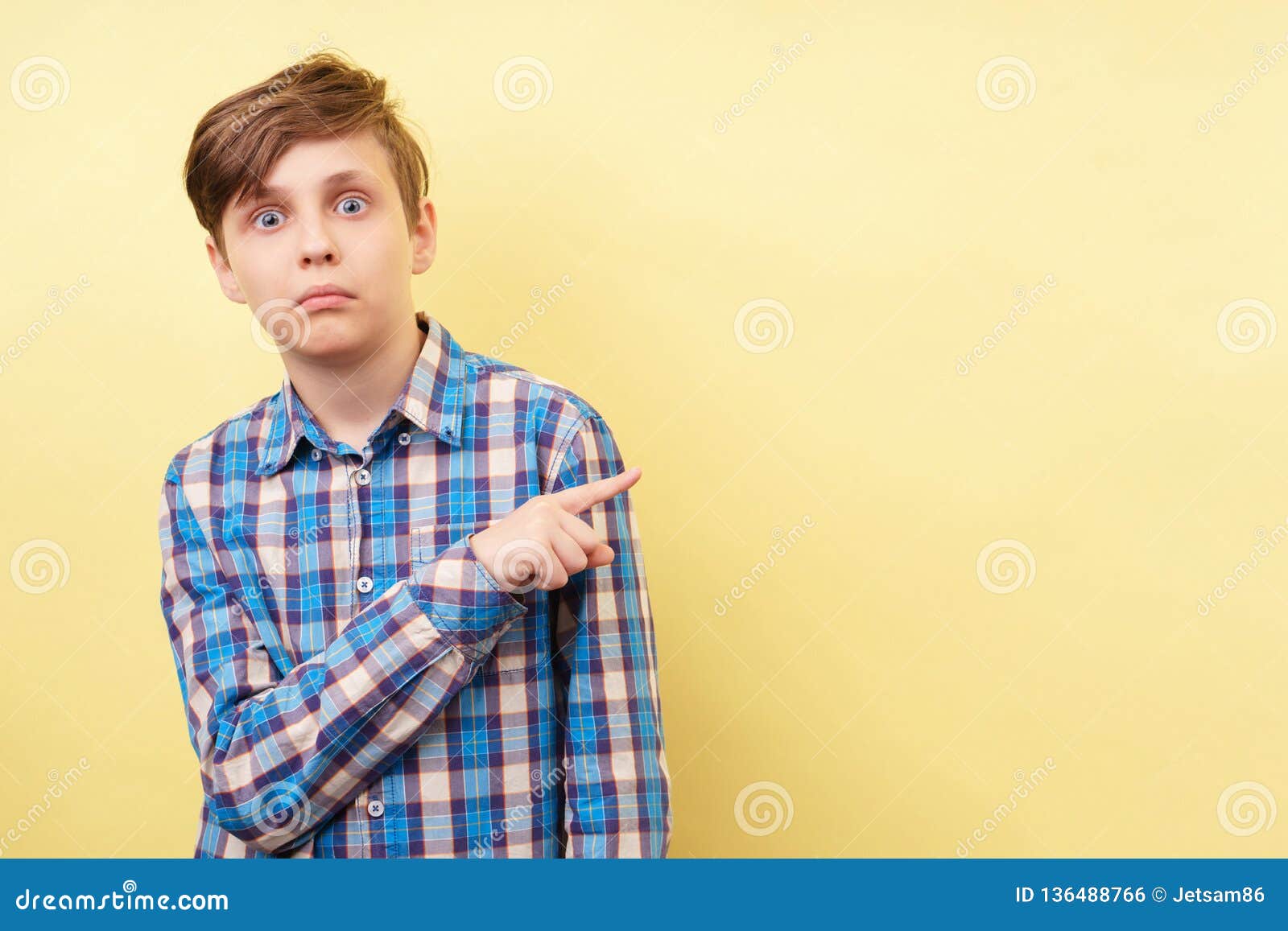 Studio Shot of Boy with Surprised Face Expression Stock Photo - Image ...