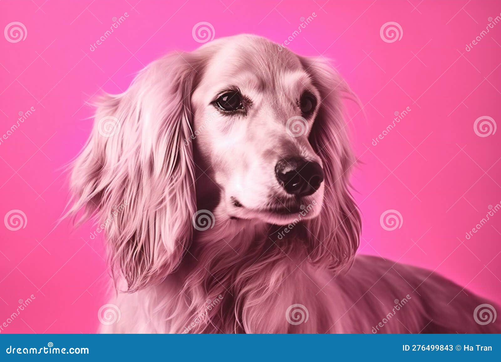 Studio Shot of a Cocker Spaniel on a Pink Background Stock Illustration ...
