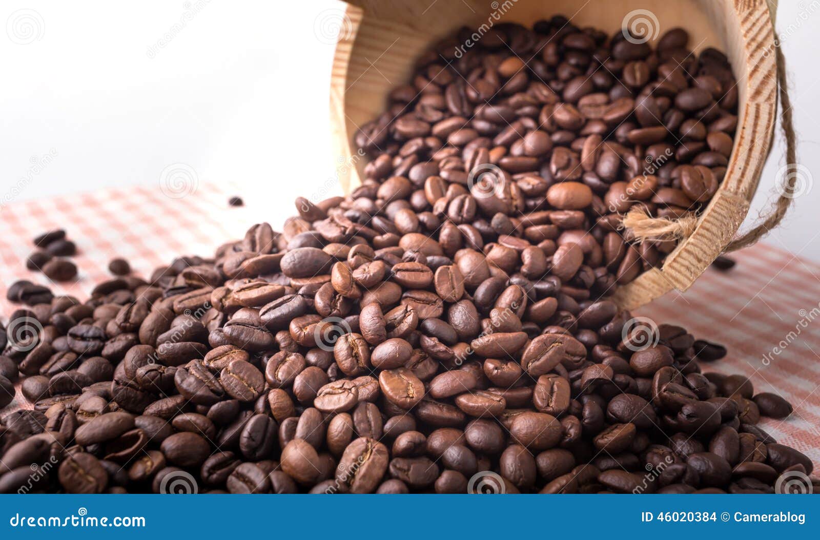 Studio Shot of Coffee Beans in a Wooden Bucket Stock Photo - Image of ...