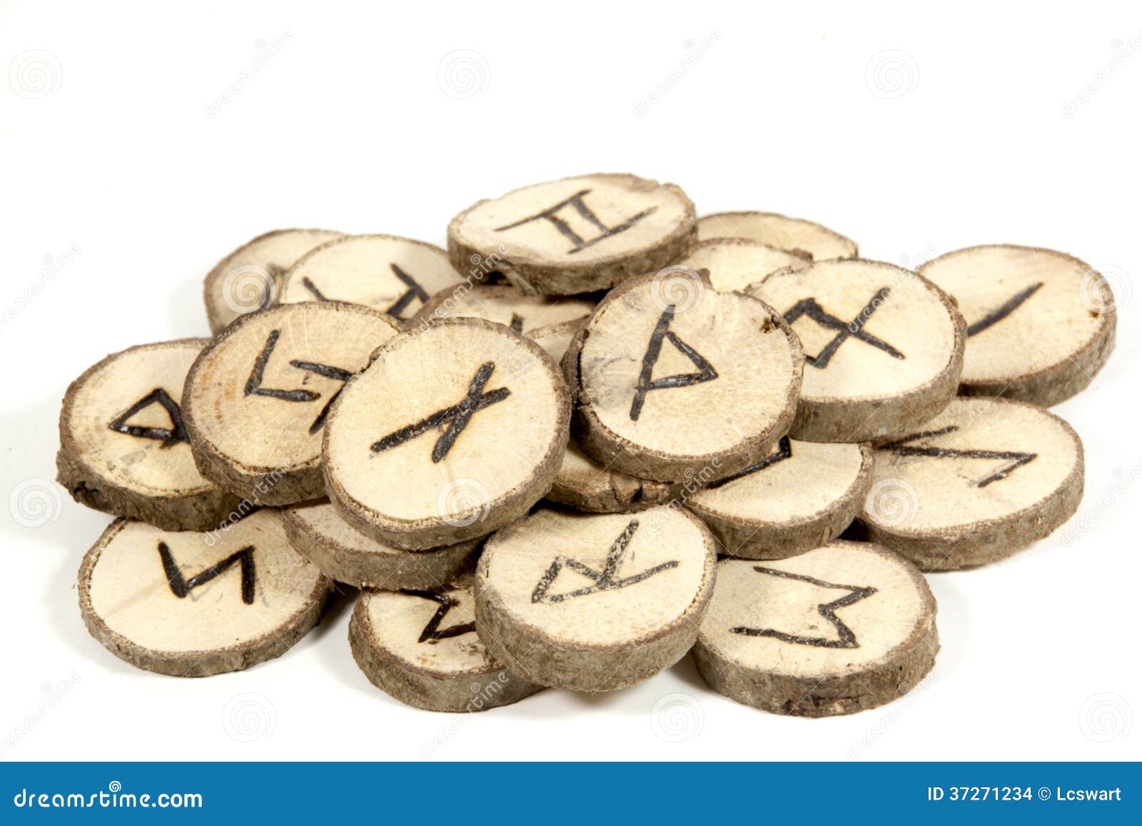 Studio Shot Collection of Old Wooden Runes Stock Photo - Image of ...