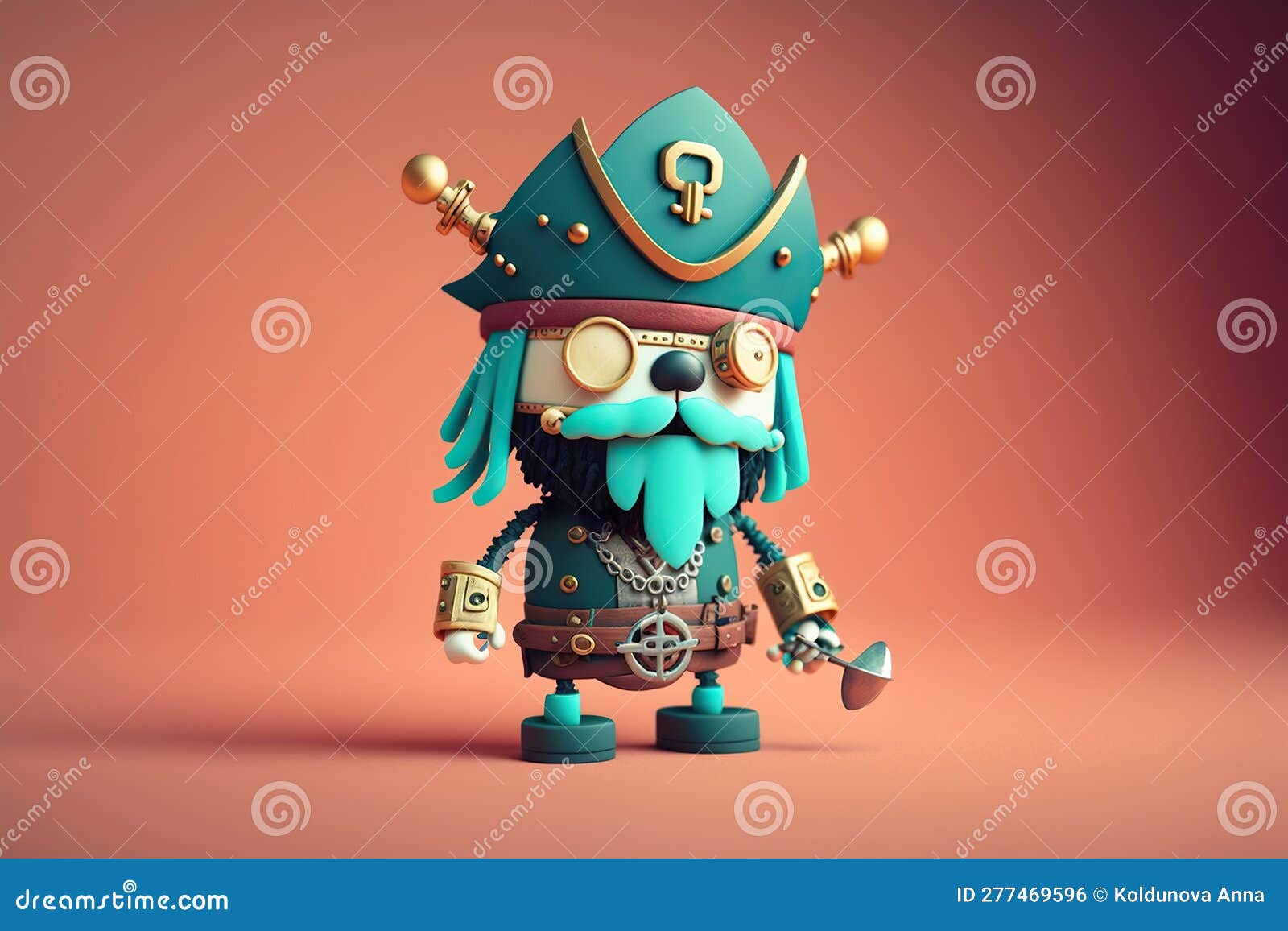 Studio Shot of Cute Robot Dressed As Pirate Created with Generative AI ...