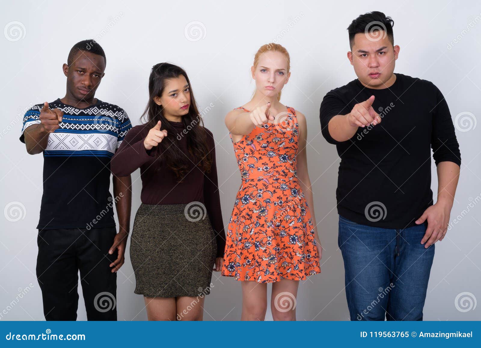 Studio Shot of Diverse Group of Multi Ethnic Friends Looking Ang Stock ...
