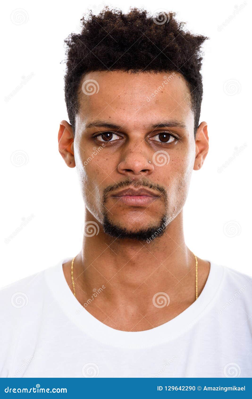 Studio Shot of Face of Young African Man Stock Photo - Image of looking ...