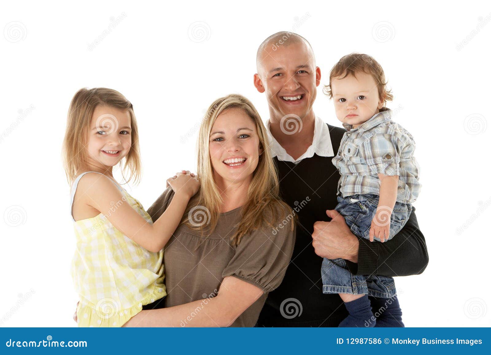 Studio Shot of Family Group in Studio Stock Photo - Image of smile ...
