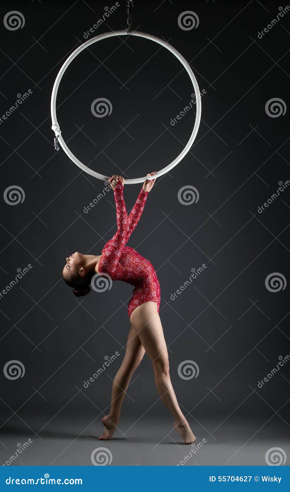 Studio Shot of Graceful Acrobat Performs with Hoop Stock Image - Image ...