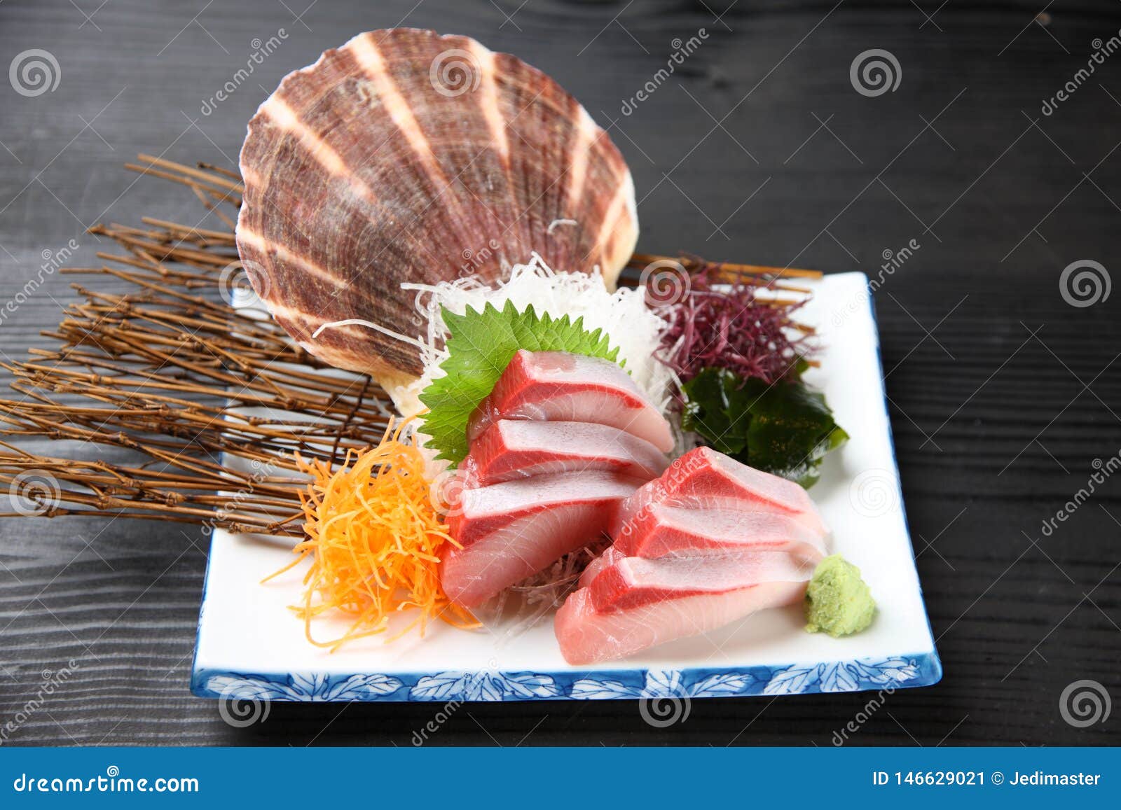 Greater Amberjack Sashimi on a Dining Table Stock Image - Image of ...