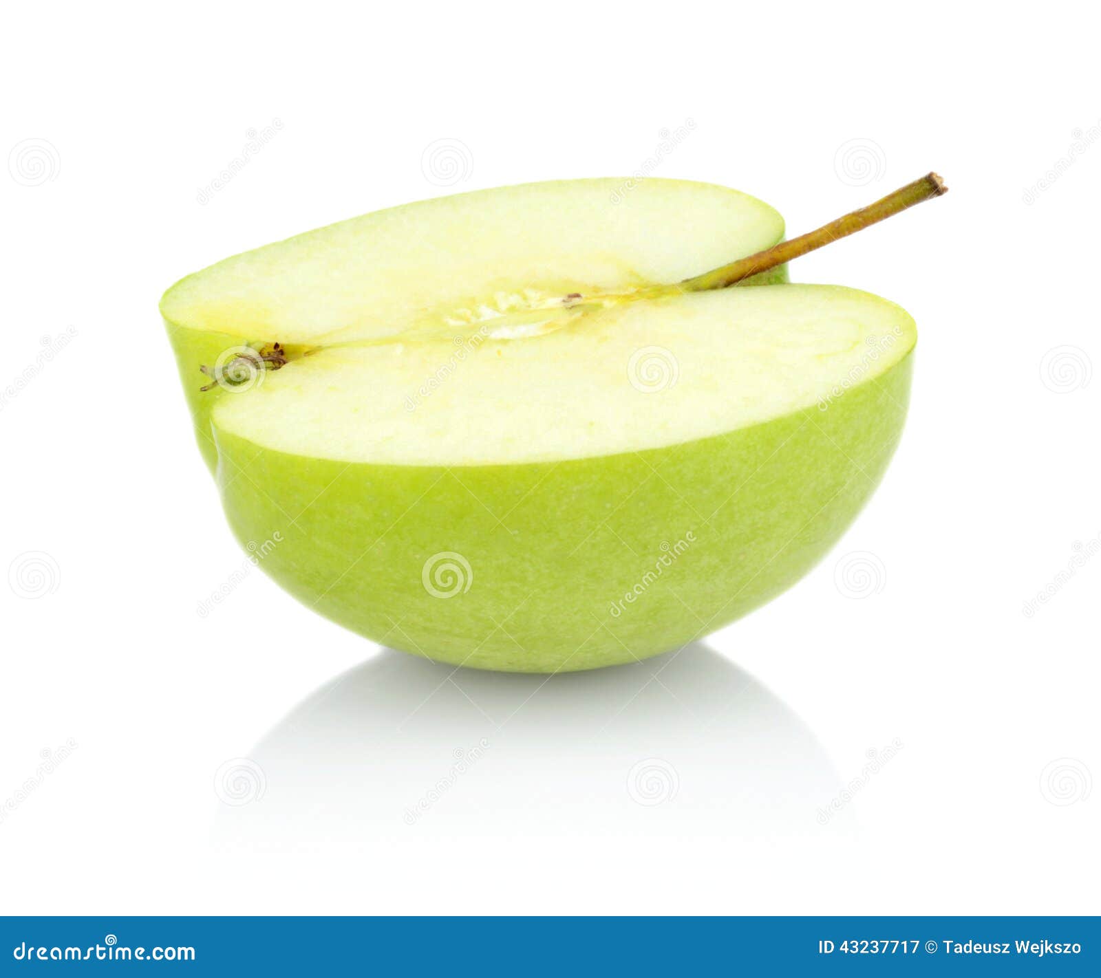Studio Shot of Green Apple Cut in Half Isolated Stock Image - Image of ...